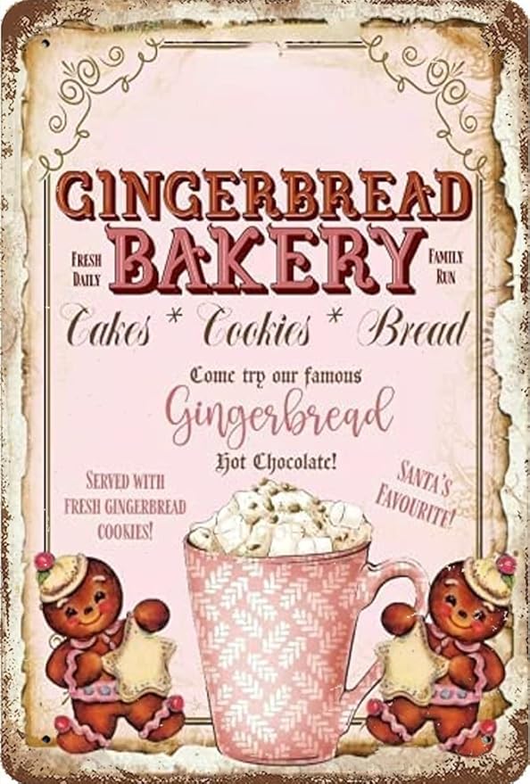Amazon.com: Chic Christmas Gingerbread Sign Pink Christmas Hot Cocoa ...