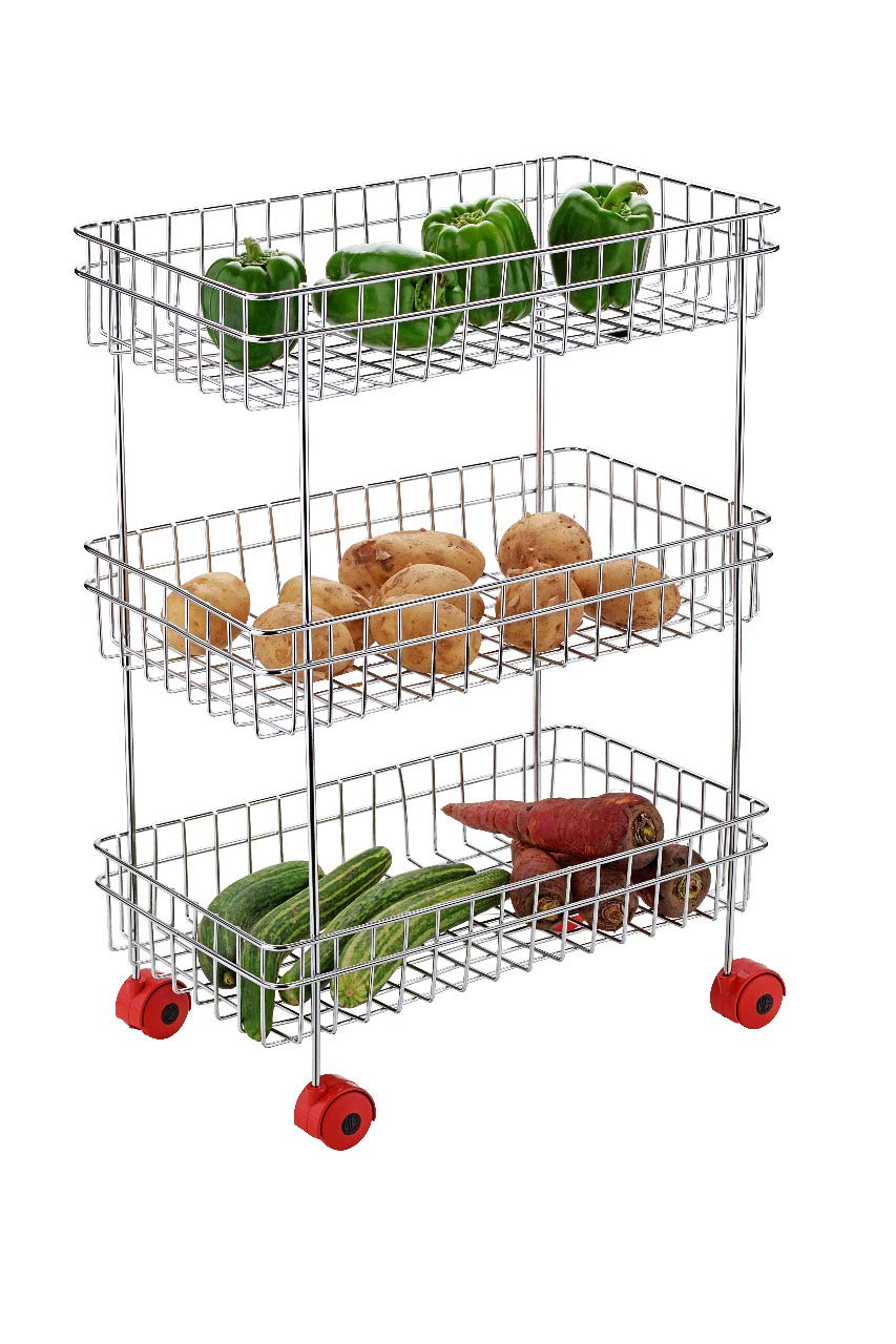 Buy Nilkanth Stainless Steel 3 Shelf Vegetable Stand for Kitchen and ...