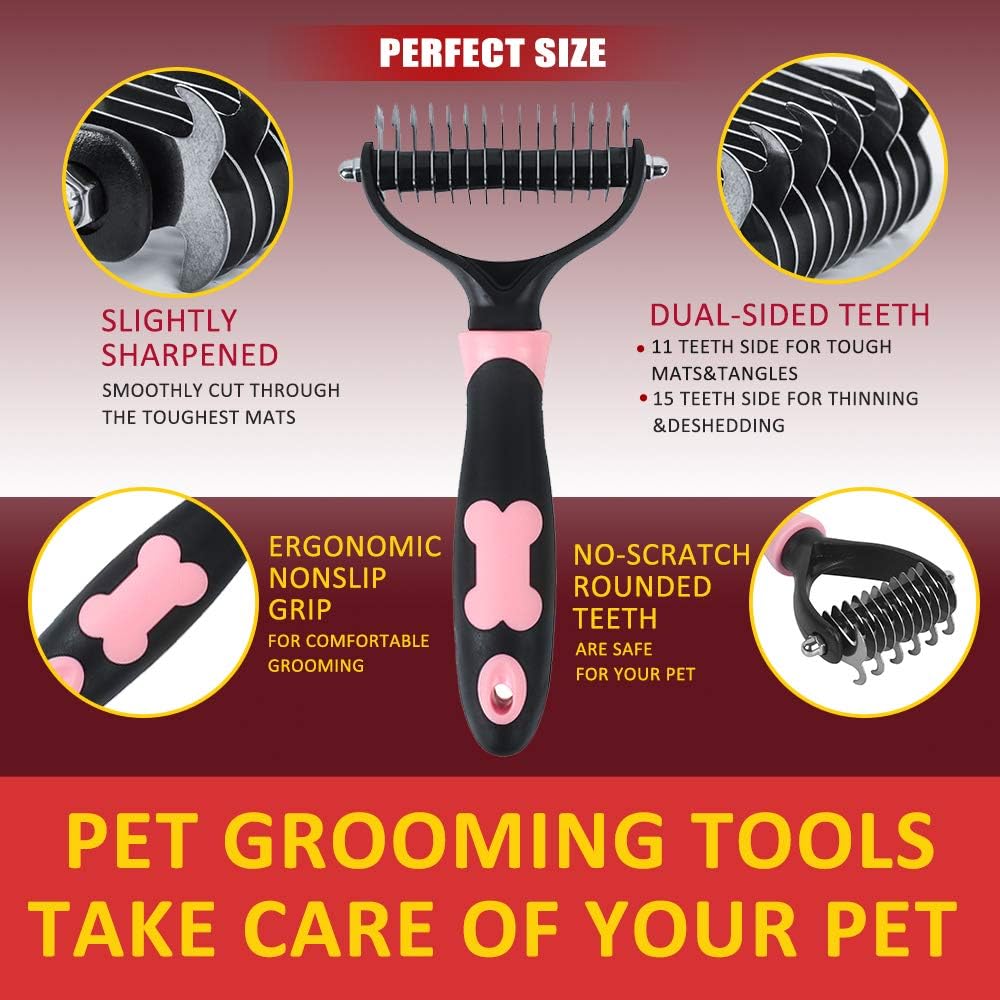 HATELI Self Cleaning Pet Slicker Brush Grooming Hair Deshedding Brush Undercoat Rake Tool for ...