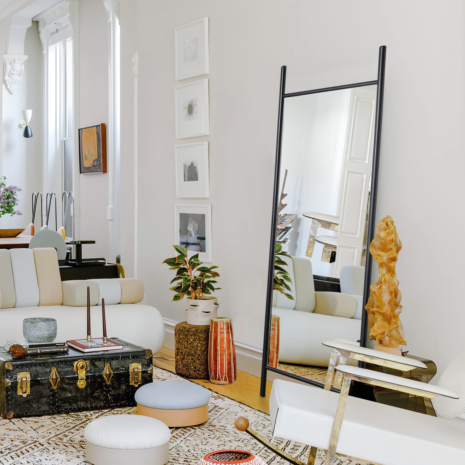 Wooden Ladder Floor Standing Mirror 65x22 Inches For Bedroom PexFix ...