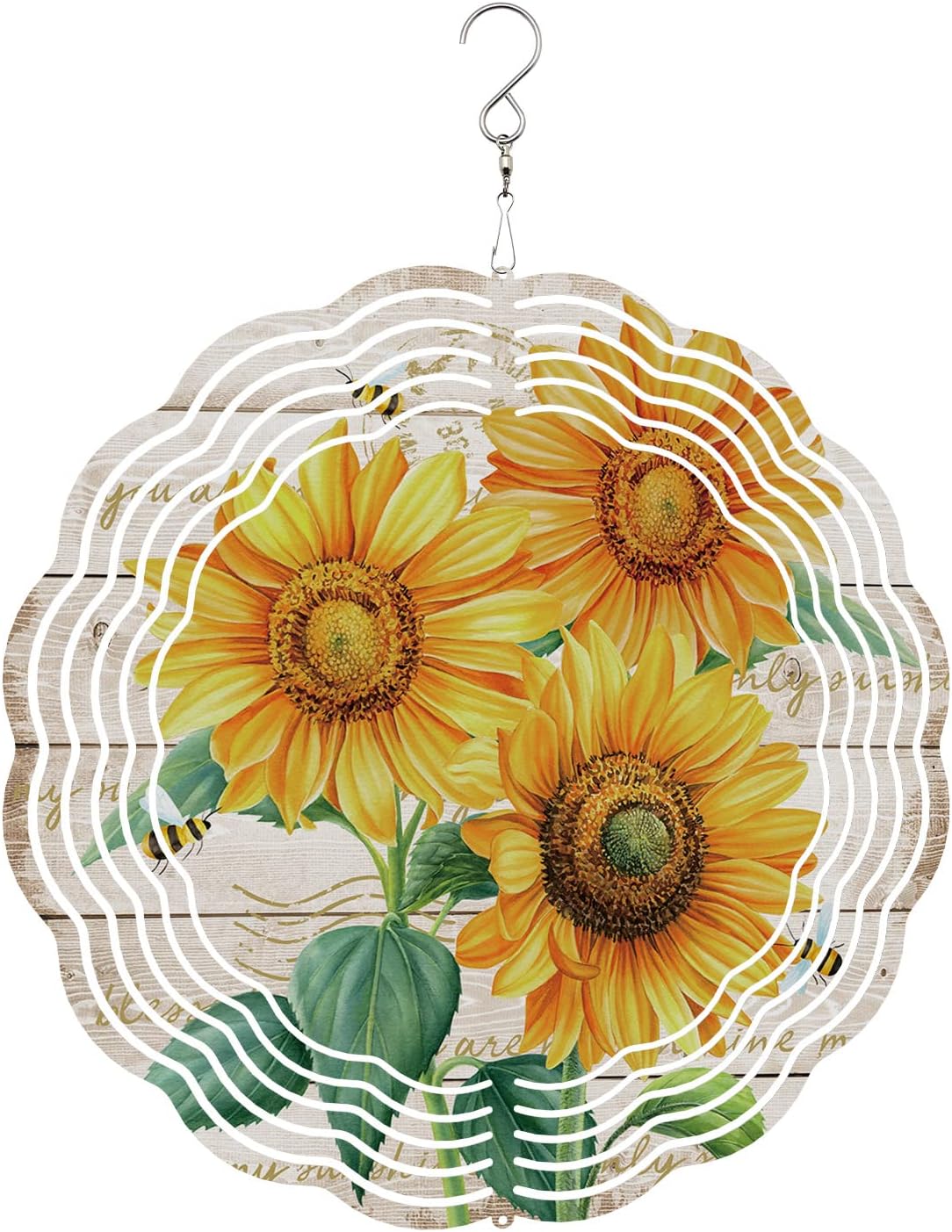 Amazon.com : Wind Spinner Yellow Sunflower Watercolor Farm Floral Metal ...