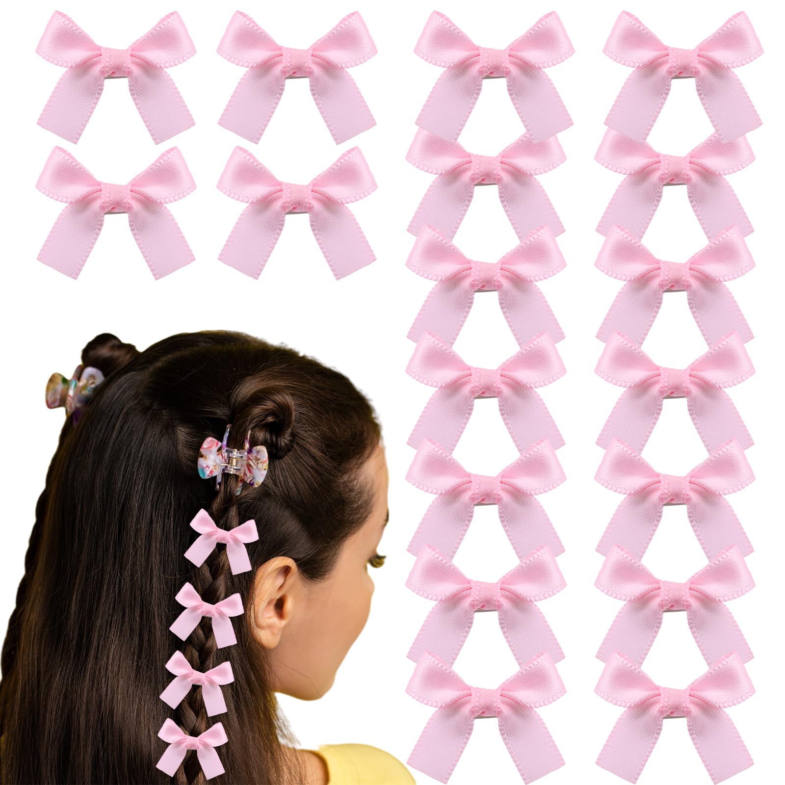 40 Pcs Mini Bow Hair Clips Satin Mini Bow Clips Small Bowknot Barrettes ...