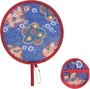 Amazon.com: Dohia Foldable Fan Round Japanese Style folding Fan Summer ...