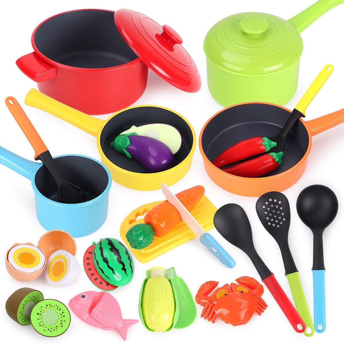 REMOKING Toddler Toys Kids Kitchen Playset,Pretend Play Food with Pots ...