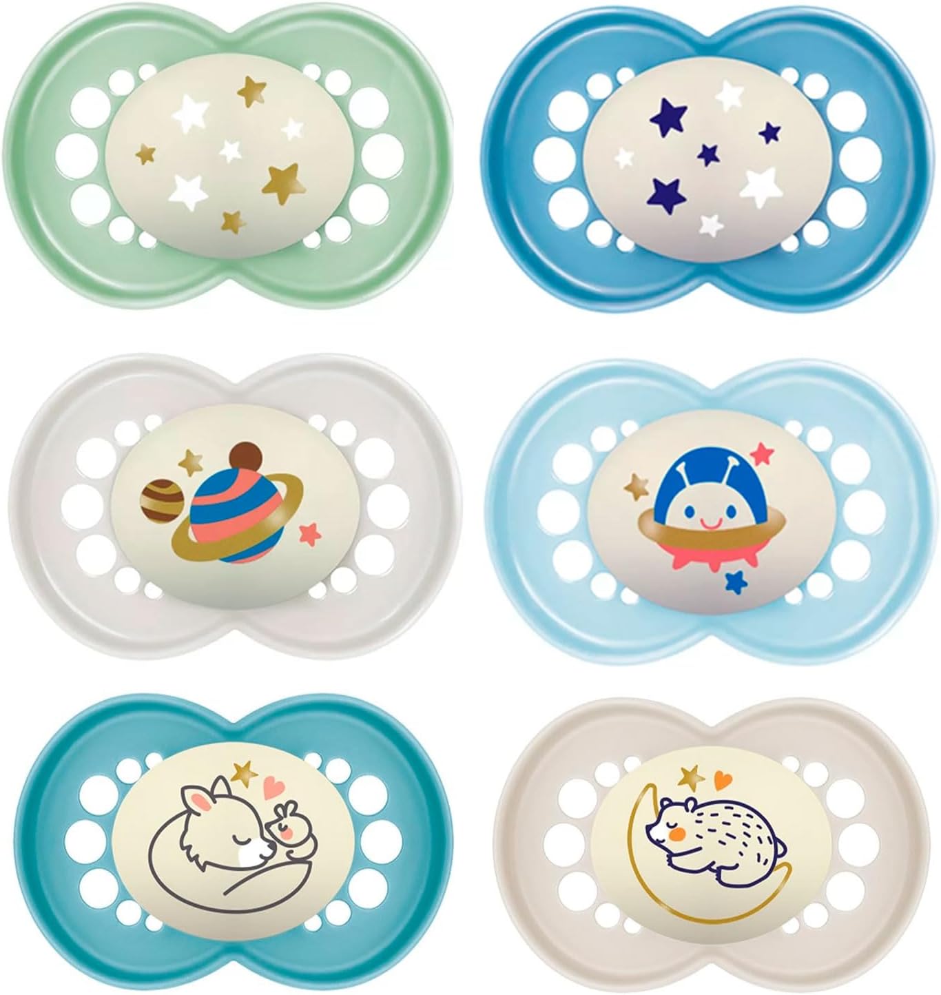 MAM Dummies silicone 6-16 months, pack of 6, 3 travel boxes : Amazon.co ...