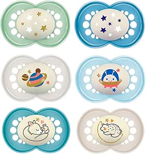 MAM Dummies silicone 6-16 months, pack of 6, 3 travel boxes : Amazon.co ...