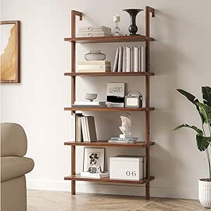 Amazon.com: iabifo 72" Tall Industrial Bookshelf Ladder with 1" Thick ...