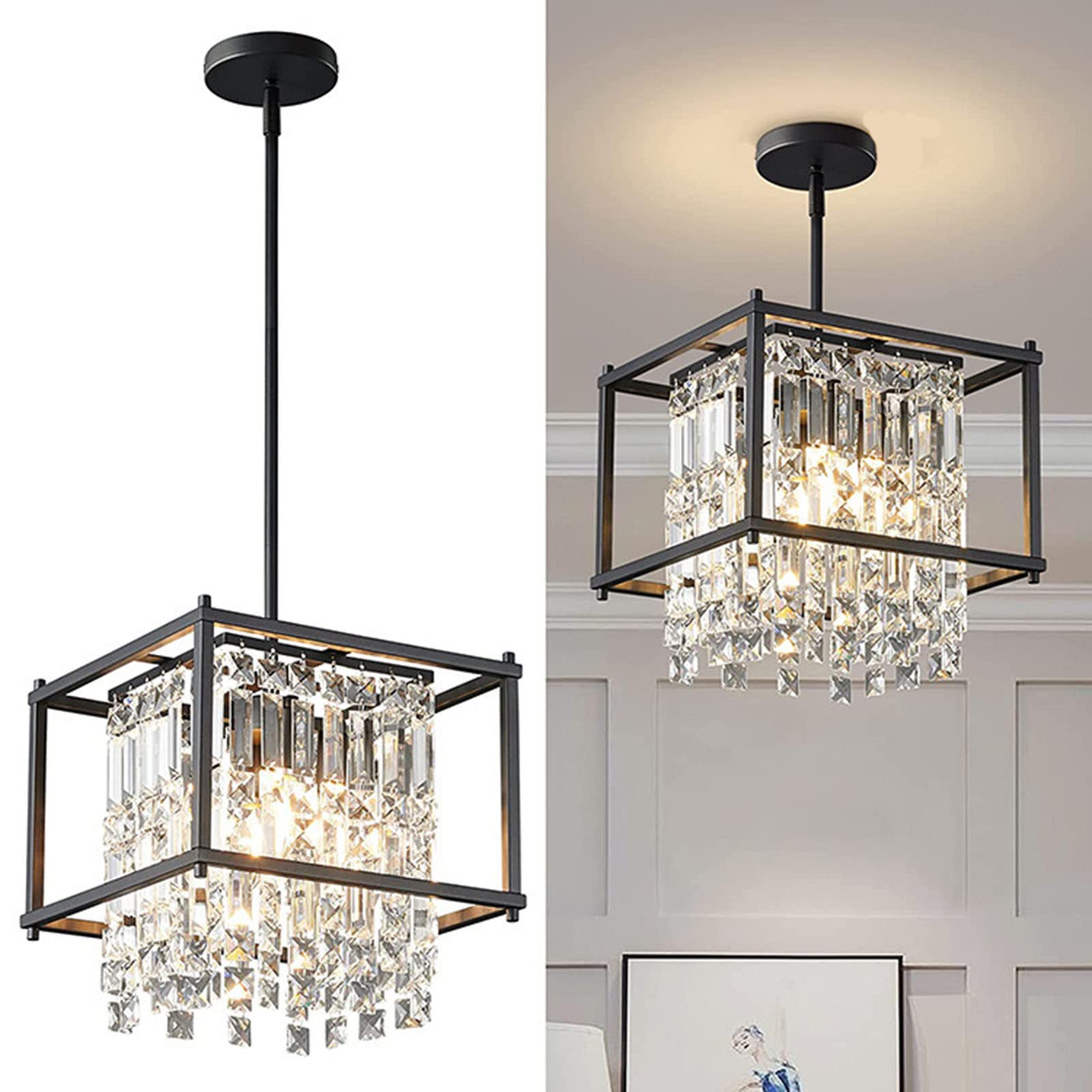 Square Metal Chandelier Square Frame Lampshade – Vintagelite