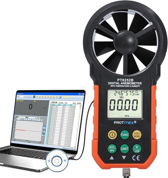 Protmex MS6252B Digital Anemometer Humidity Temperature Testers Meters ...