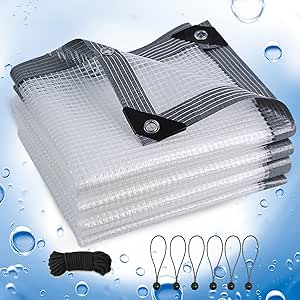 Amazon.co.jp: 透明なターポリン 防水雨よけシート 1m、2m、3m、4m、5m、6m、7m、8m、9m、10m クリア 雨除けシート 防雨タープ 園芸植物キャノピー用 万能防水 ...