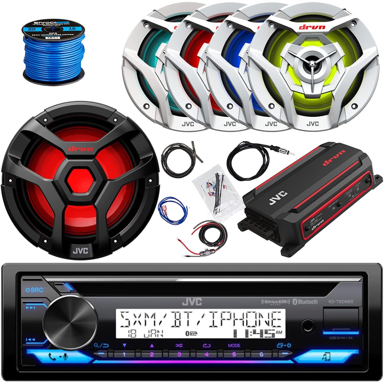 Amazon.com: JVC Single Din Marine Bluetooth CD Stereo Receiver, 4X 6.5 ...