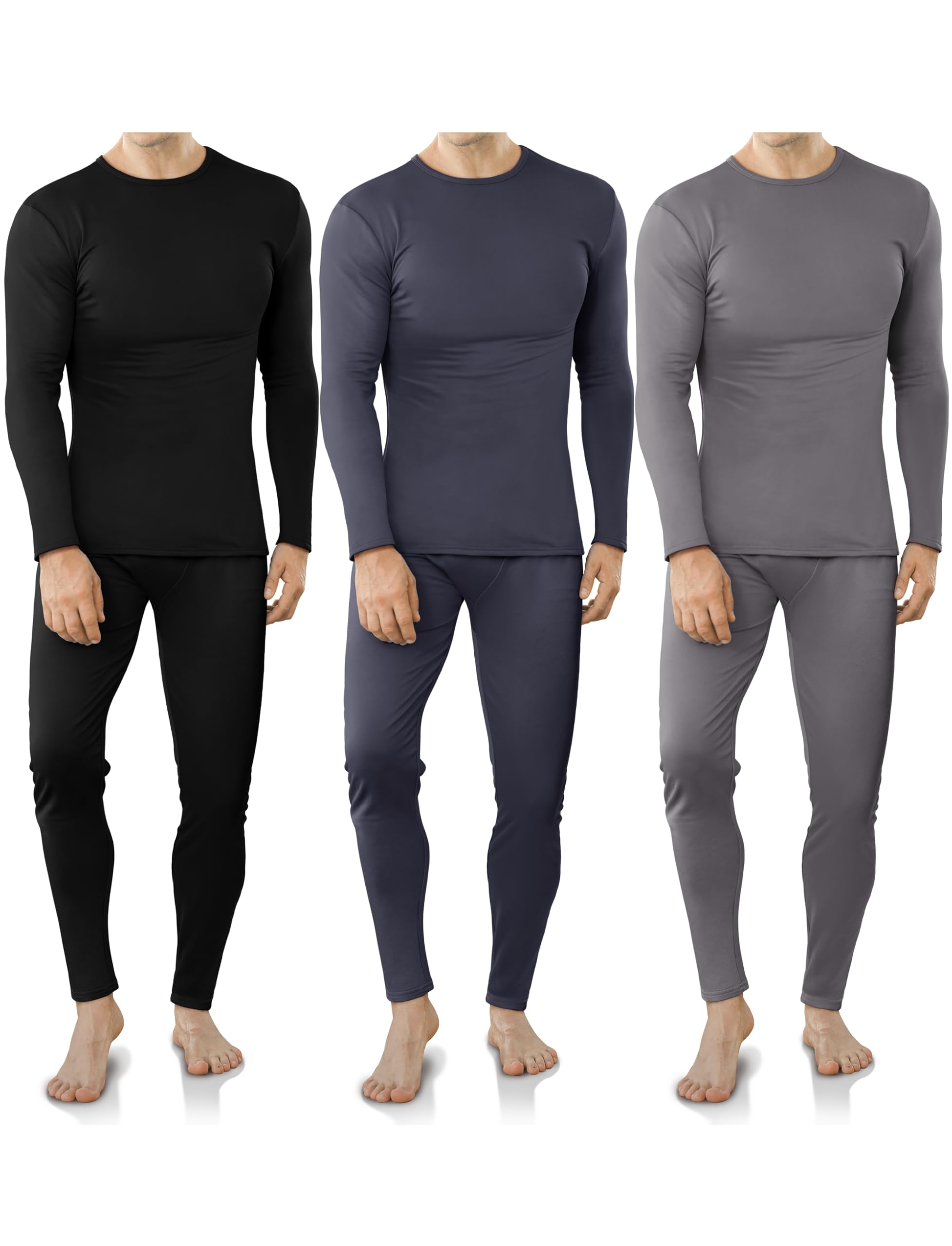 VZV 3 Set Thermal Underwear for Men Fleece Lined Long Johns Mens ...