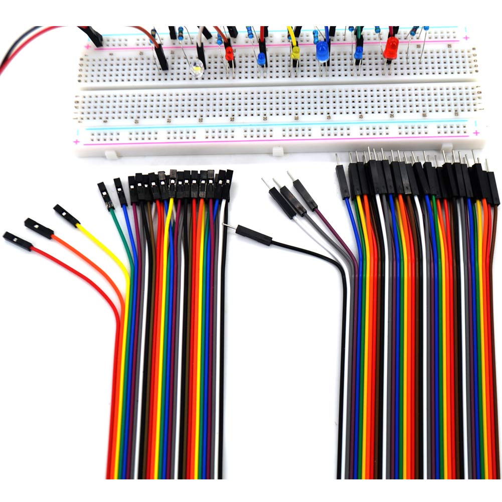 3 Pack Solderless Plug in Breadboard with 3 Pack Jumper Wires, 830 Tie ...