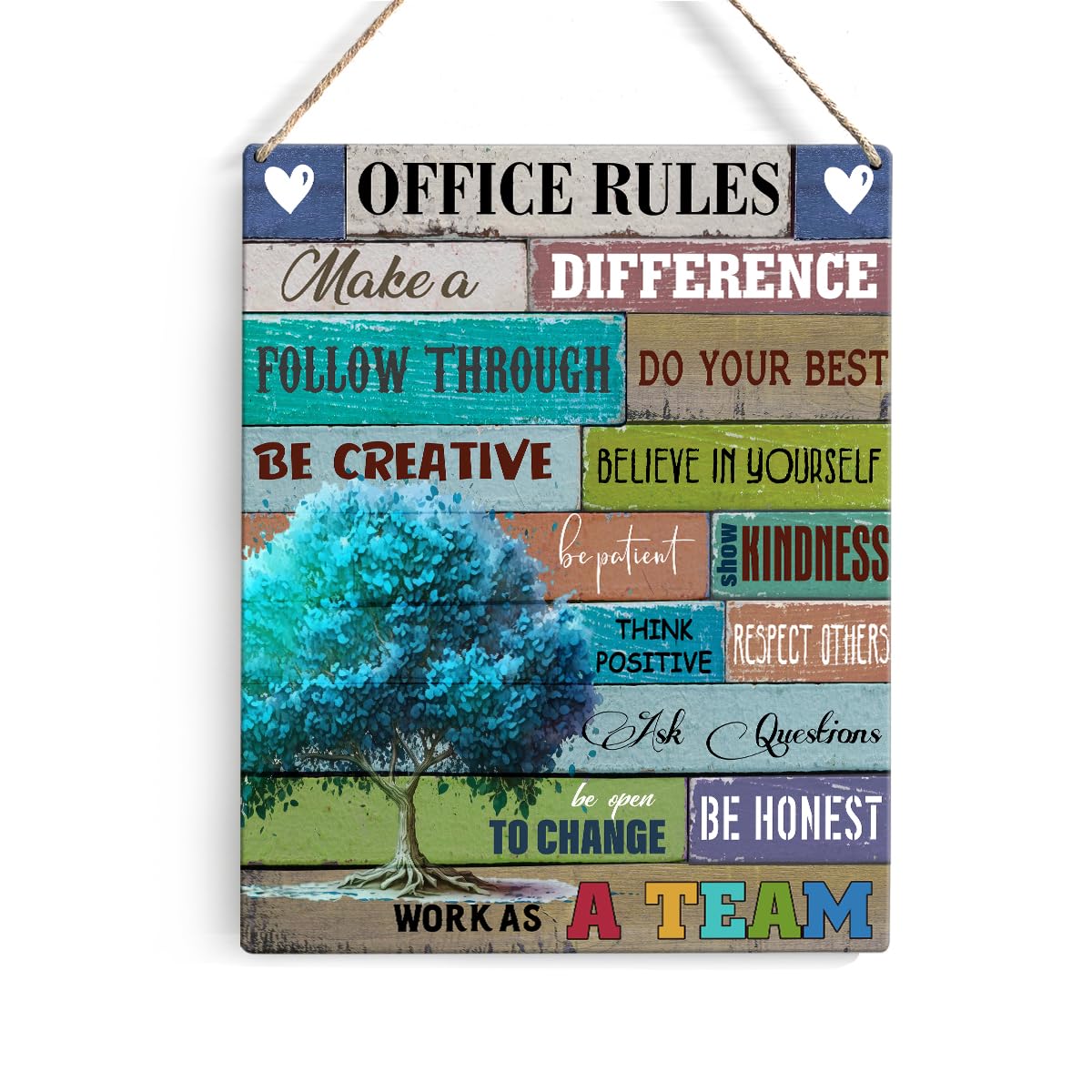 Amazon.com : Office Quote Tree Signs Wall Decor Rustic Office Rules ...