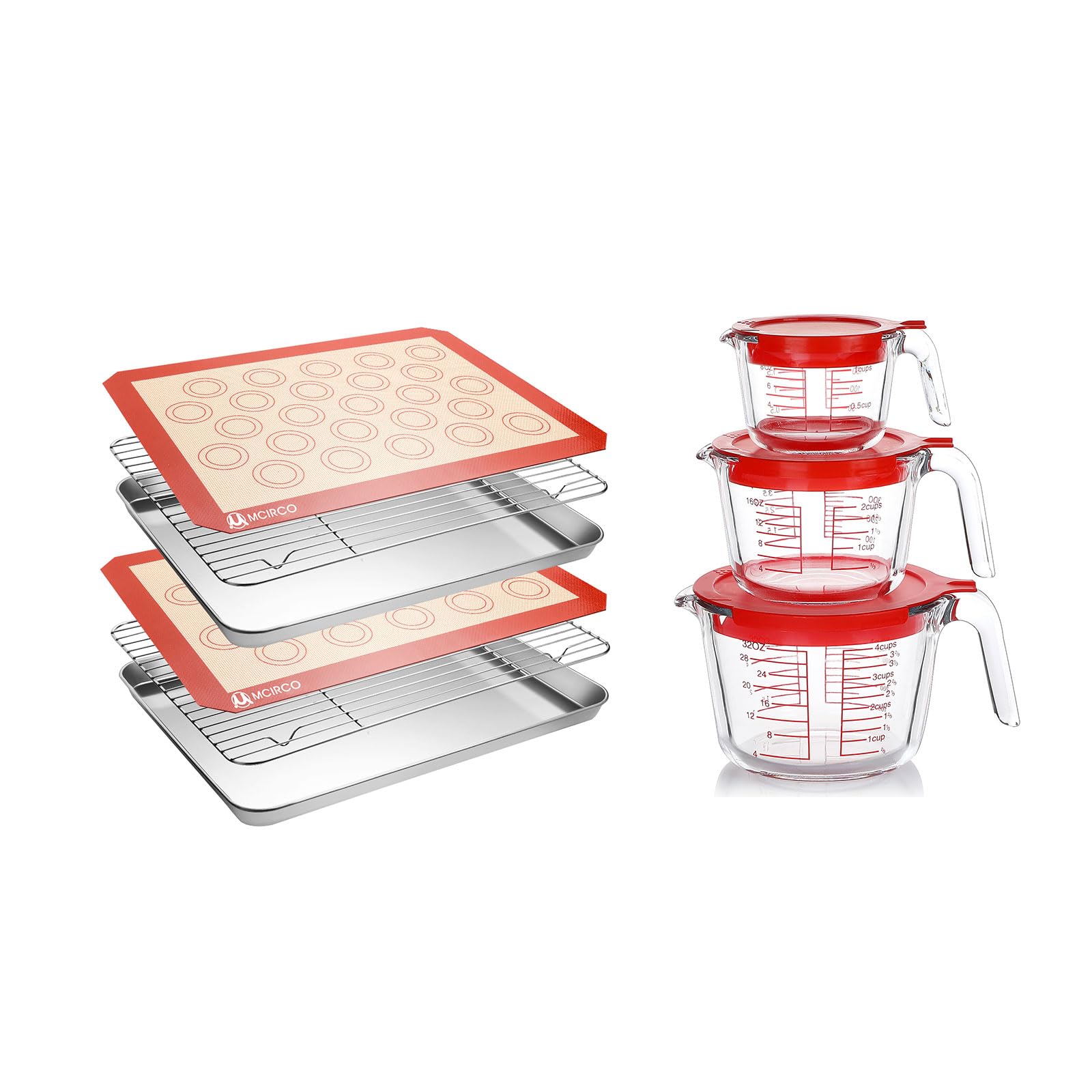 Amazon.com: 6 Pcs Stainless Steel Baking Sheet Tray Cooling Rack with ...