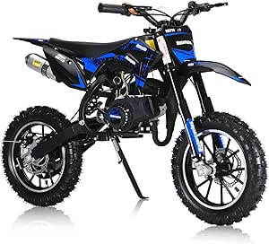 Amazon.com: 49cc Kids Dirt Bike 2-Stroke - Mini Kids Dirtbike with Front Rear Disc Brakes, Gas ...