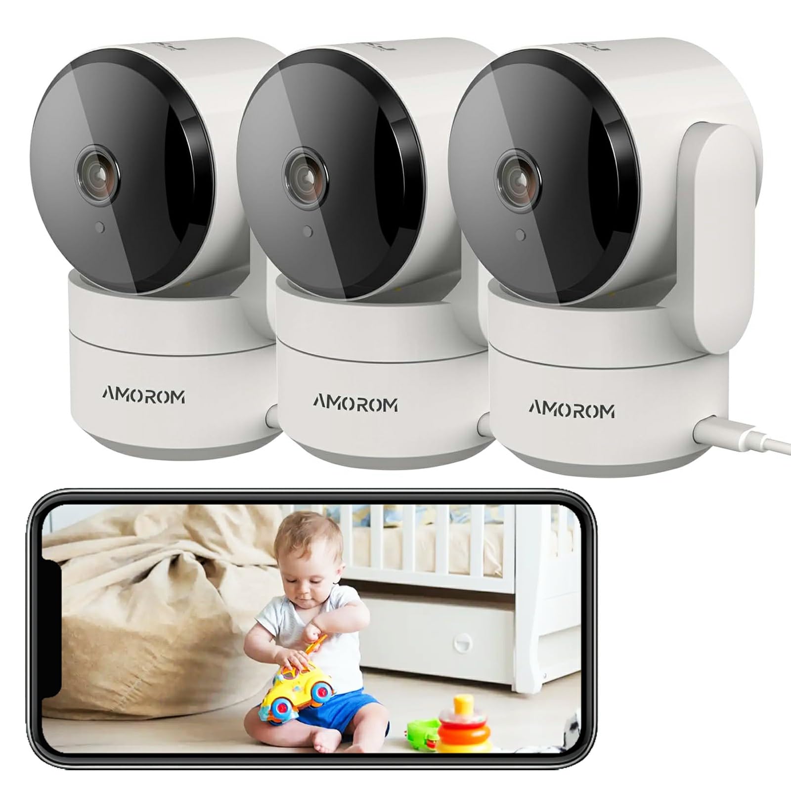 Amazon.com : indoor Security Camera, 360 Pan/Tilt Home Security Camera ...