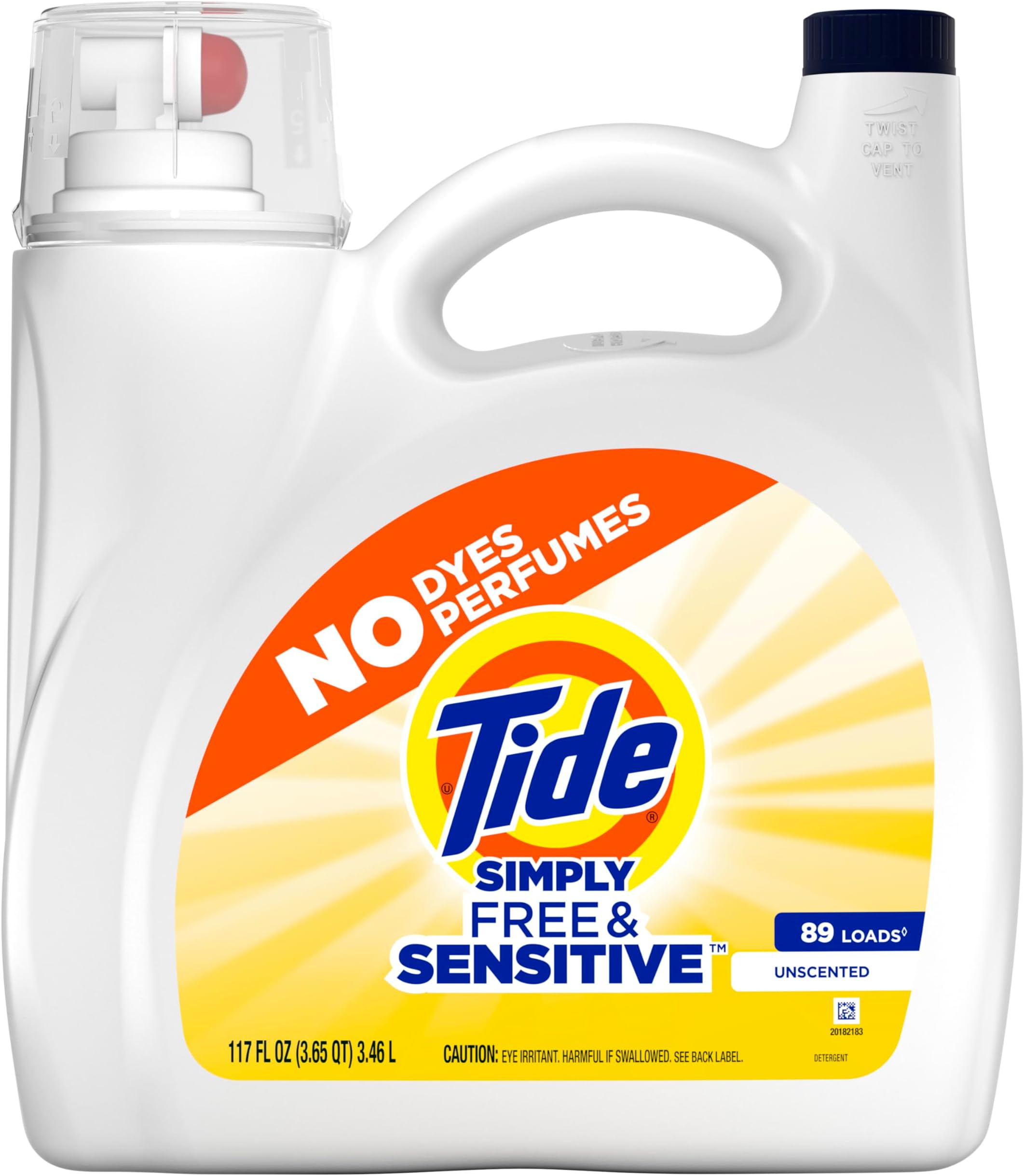 Amazon.com: Tide Simply Liquid Laundry Detergent, Free & Sensitive, 117 ...