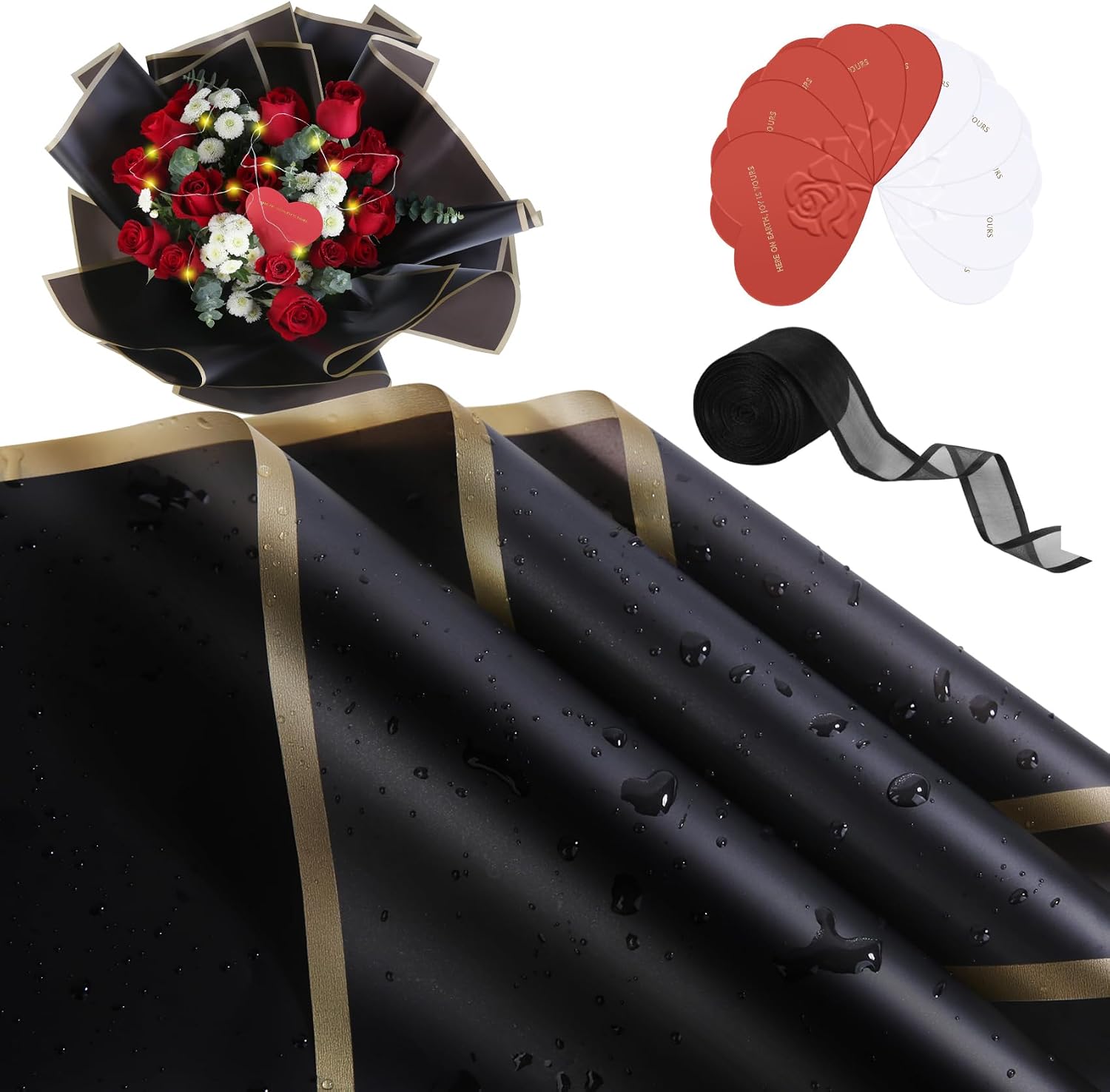 Amazon.com: Holihome 20 Sheets Flower Wrapping Paper, Waterproof Floral ...