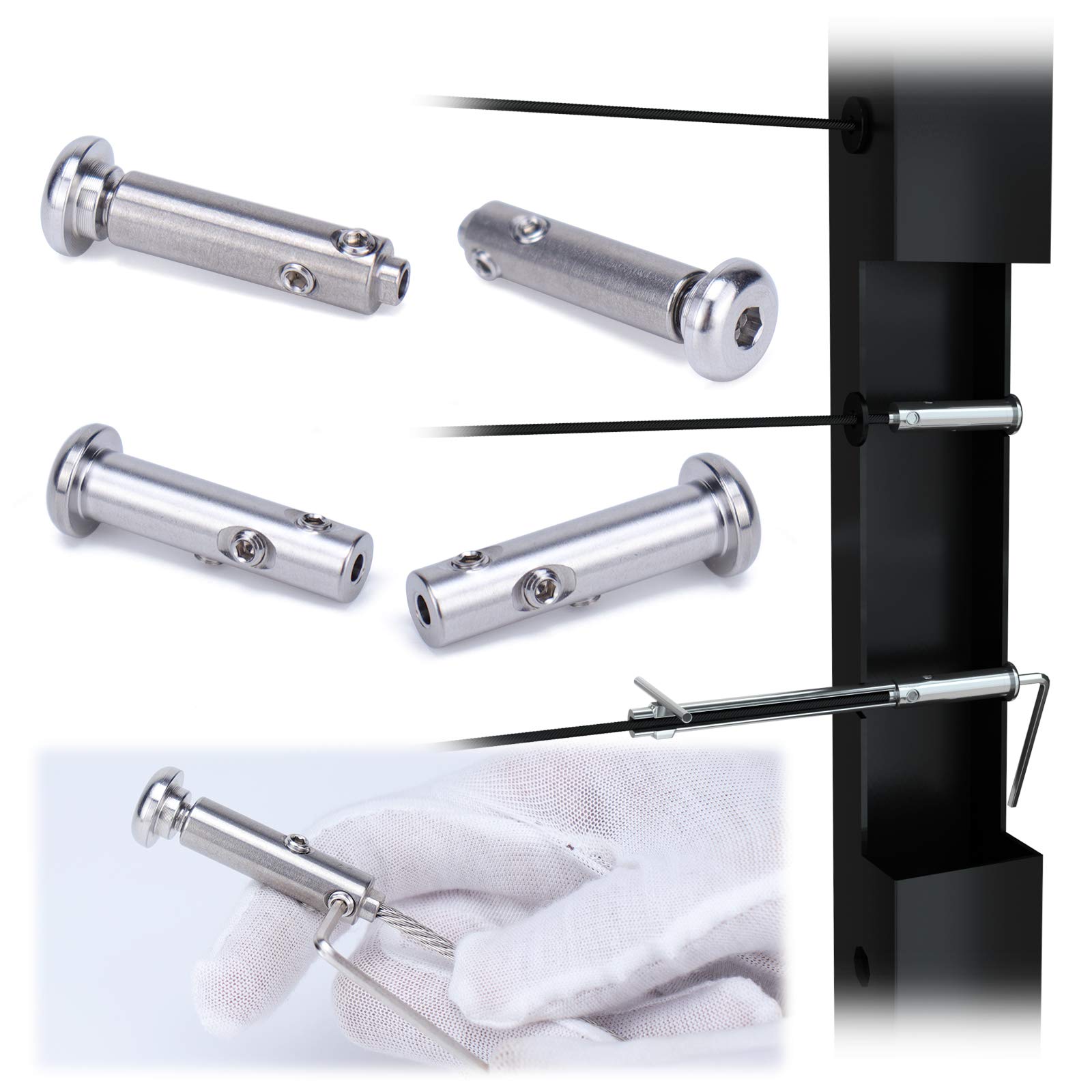 Buy Muzata Cable Railing Kit Completely Invisible 1/8" 20 Pair Upgraded ...