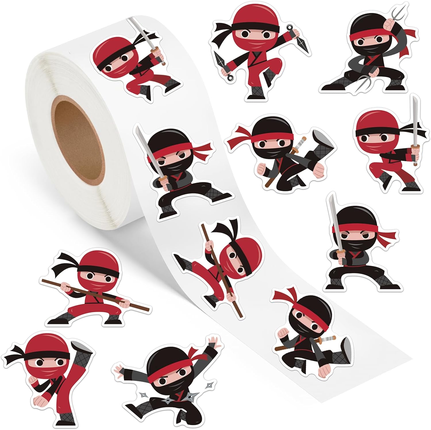 Amazon.com: 500 Pcs Ninja Sticker Roll Karate Merch Warrior Birthday ...