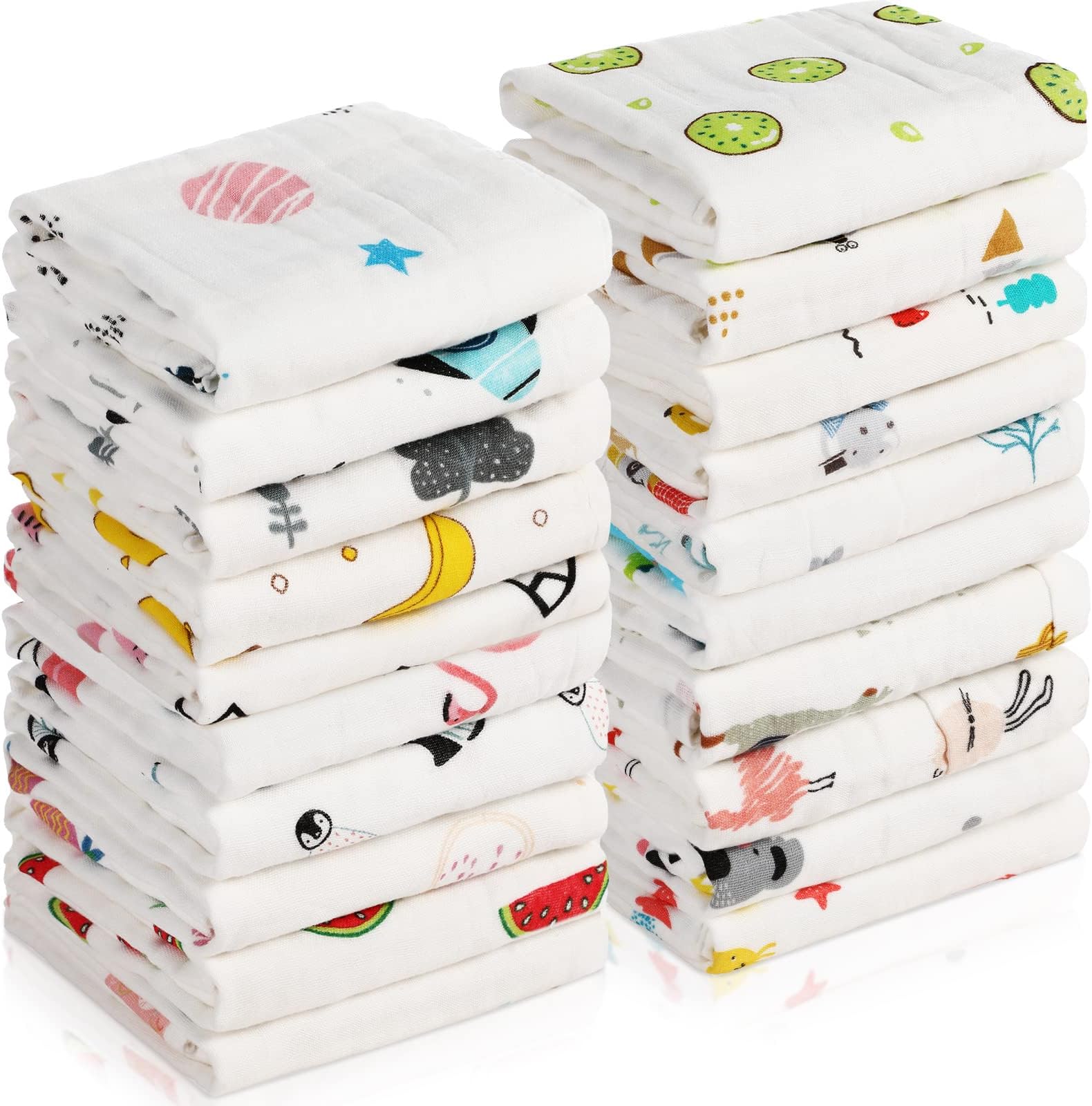 Amazon.com : 20 Pack Muslin Baby Burp Cloths Large 20 x 10 Inches ...