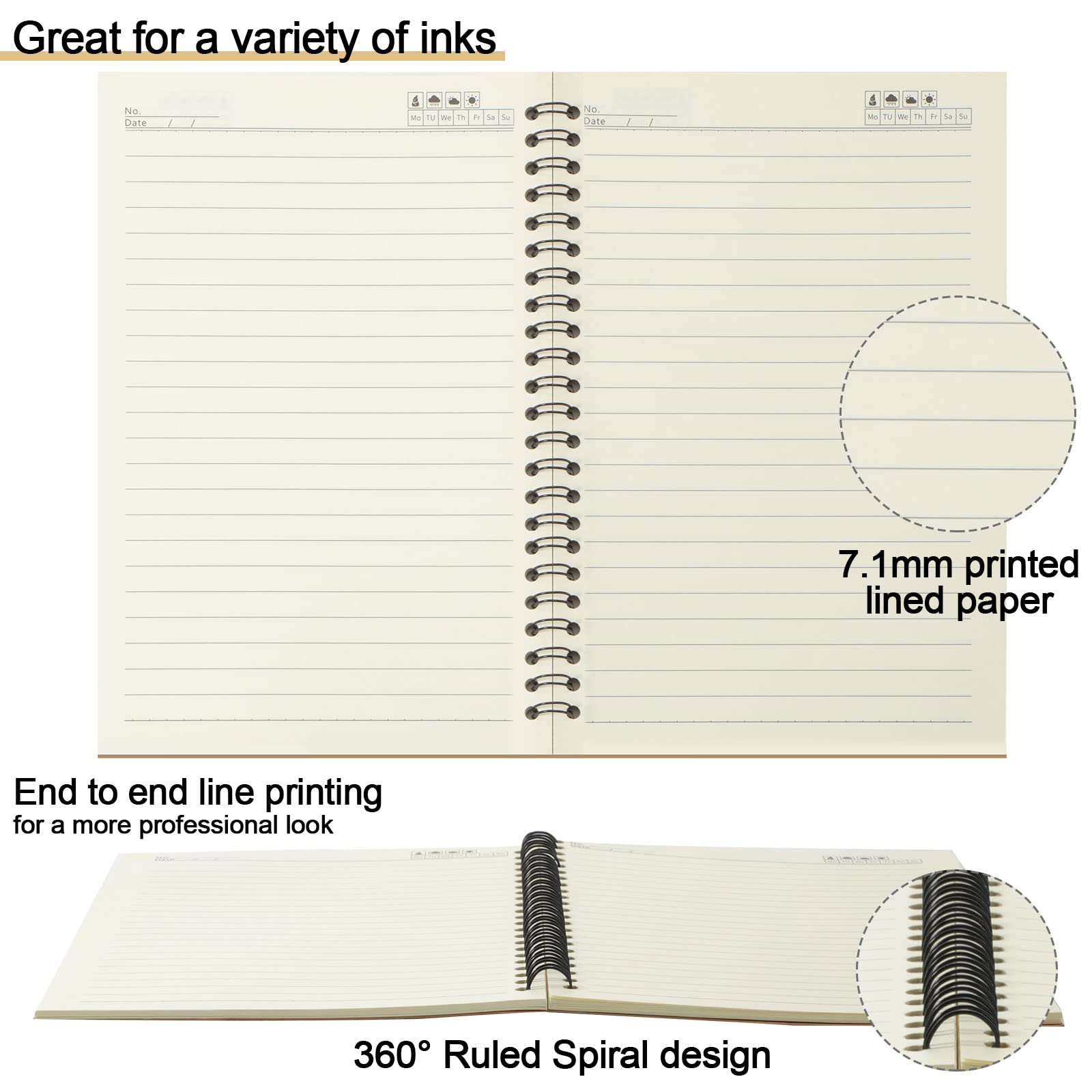 Epakh 22 Packs A5 Spiral Notebook Hard cover Spiral Journal, Wide Ruled ...