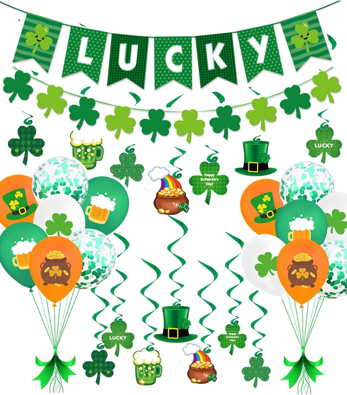 Amazon.com: St. Patrick's Day Decorations Set Hanging Swirls, Banner ...