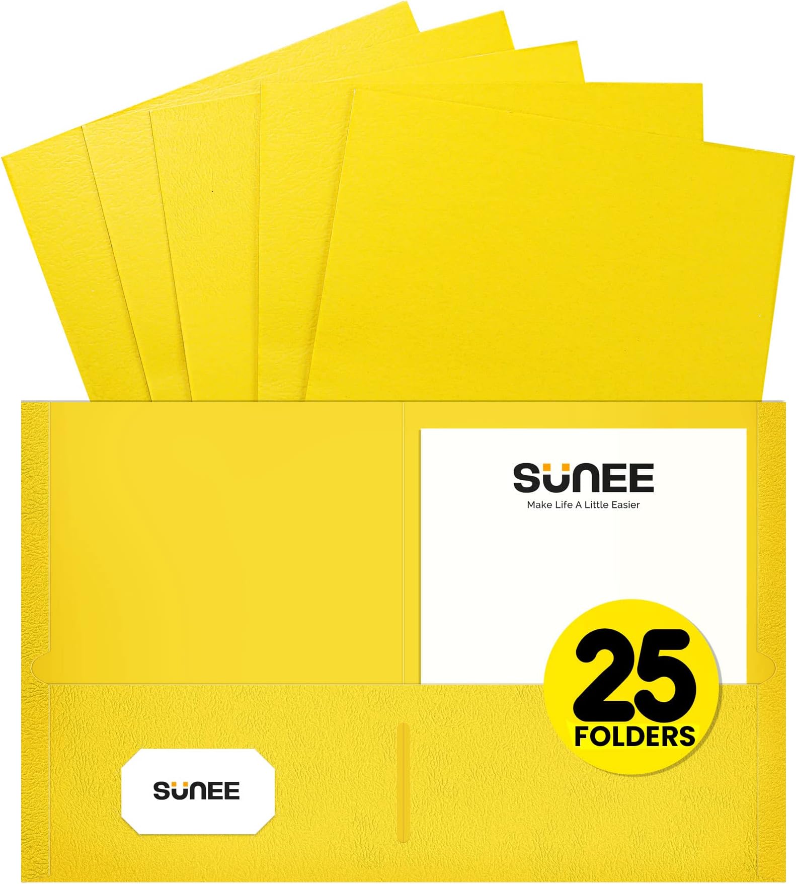 Amazon.com : Better Office Products 2 Pocket Glossy Laminated Yellow ...