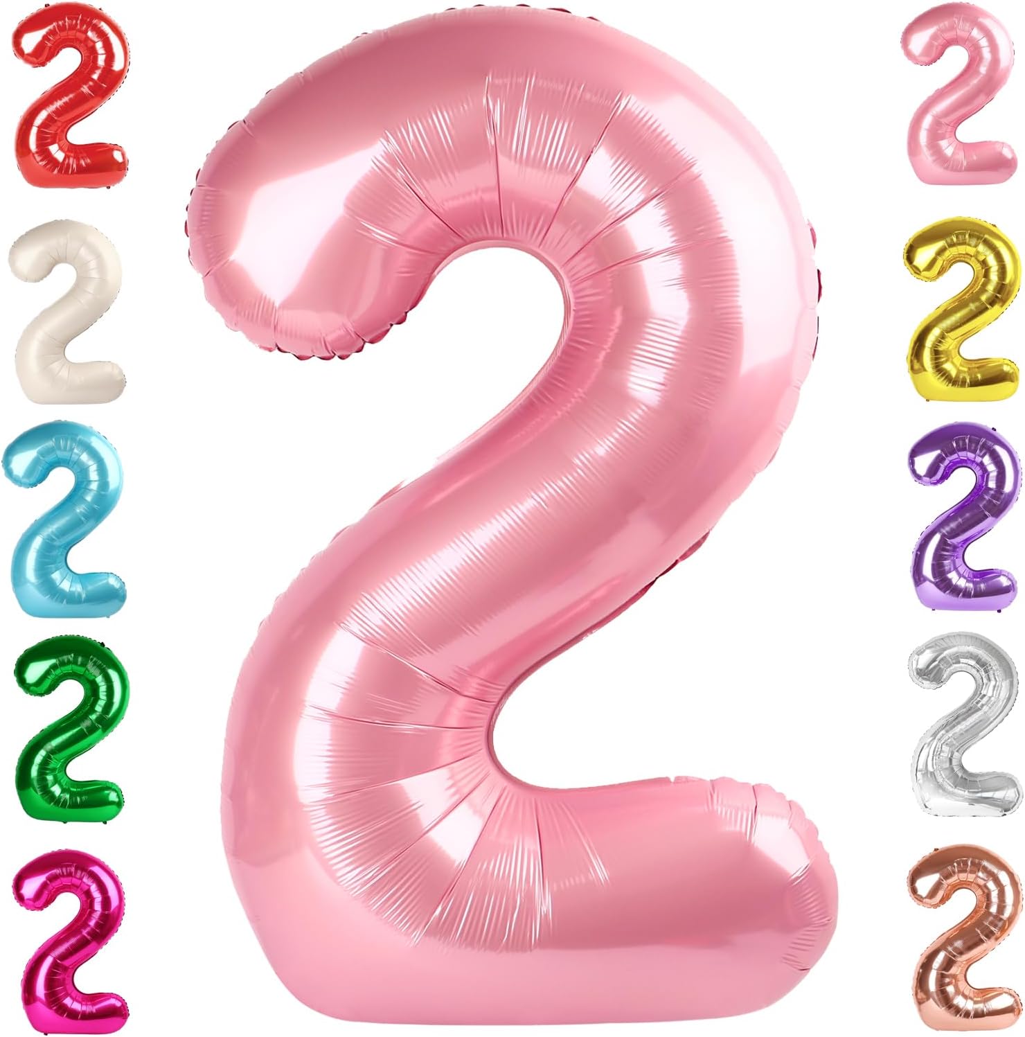Amazon.com: 2 Numbers Balloon 40 Inch Pearl Pink Two Balloon Number ...