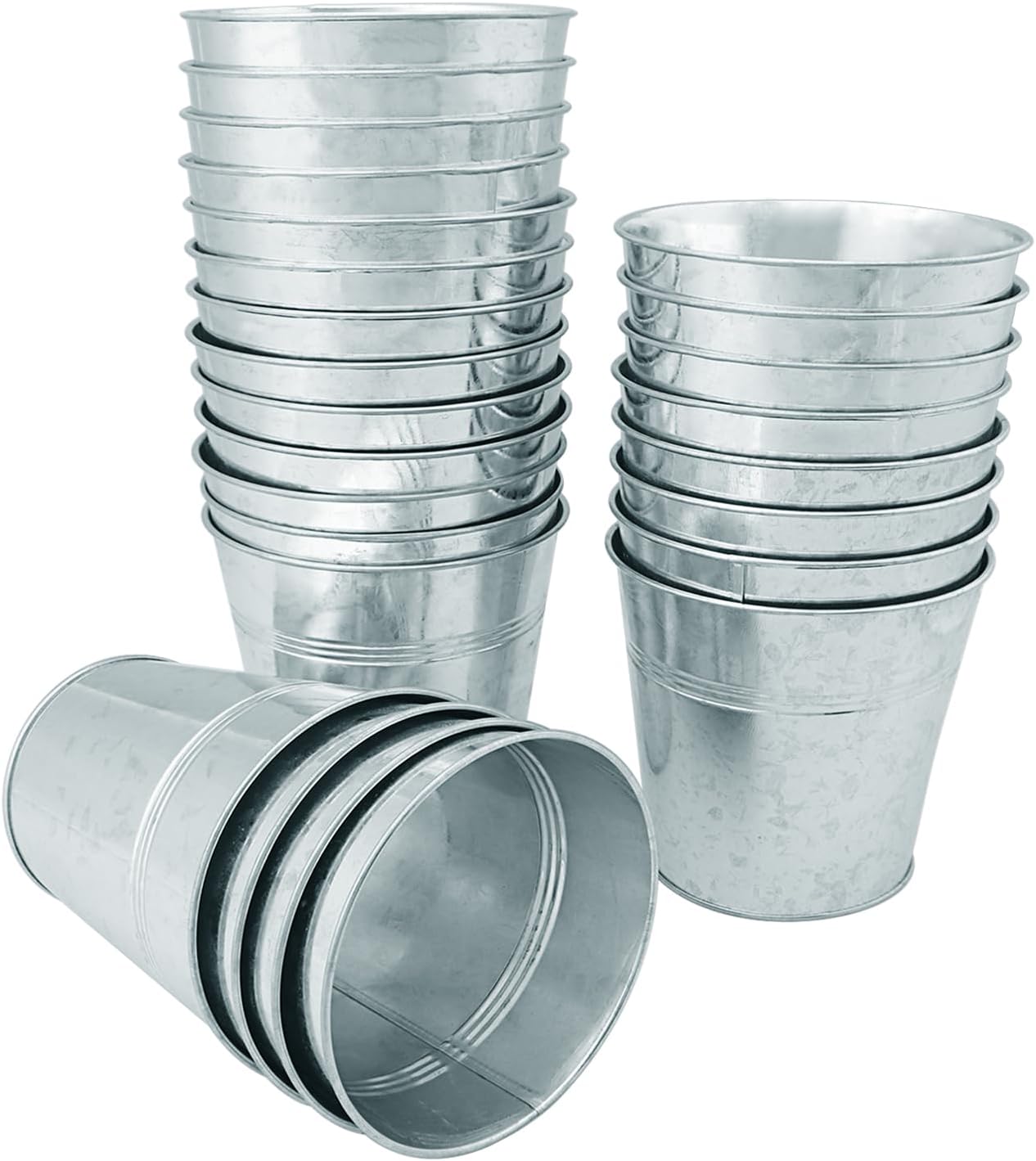 Amazon.com: GENHAKON 25 Pack Round Metal Bucket, 4.72 x 4.72 x 3.54 ...