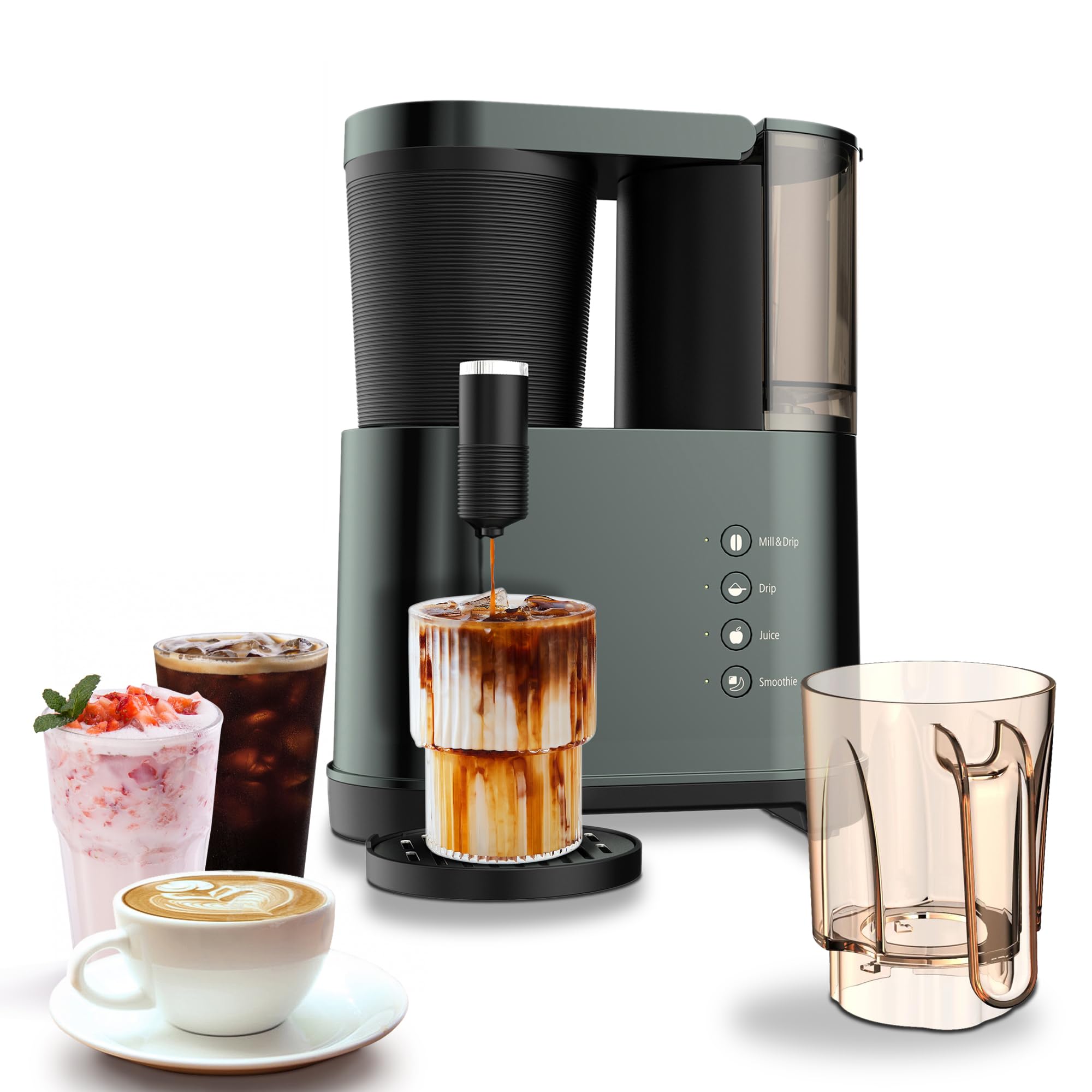 CXBER Coffee Machine, Hot & Cold Brew Espresso Coffee Maker, Juice Extractor, 2 Brew Modes ...