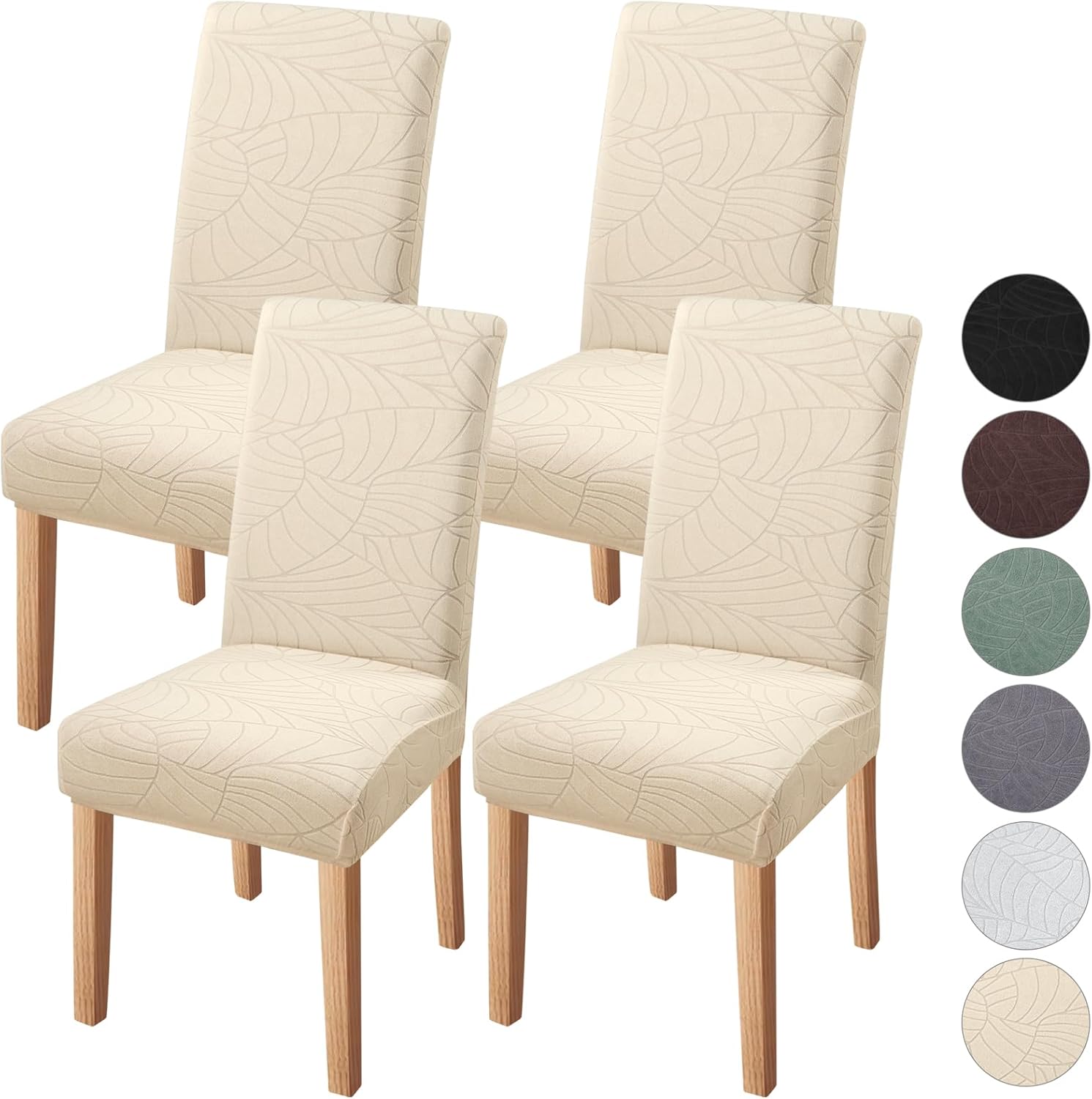 Fuloon Beige Chair Covers Dining Room Chair Protector Slipcovers Set of ...