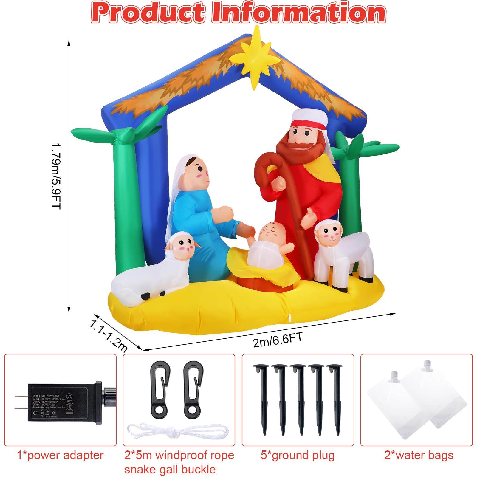 Snapklik.com : 6.6 Ft Christmas Inflatable Nativity Scene Outdoor Built ...