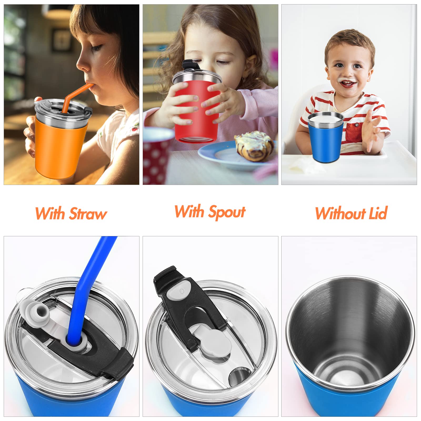 Kids Cups with Lids and Straws, 12oz Spill Proof Drinking Cups ...