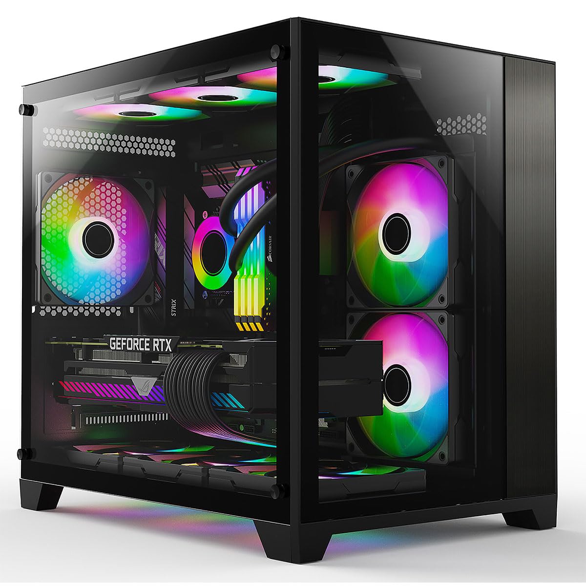 iONZ PC Gaming Case Micro ATX Mid Tower - Dual Chamber Dynamic Series ...