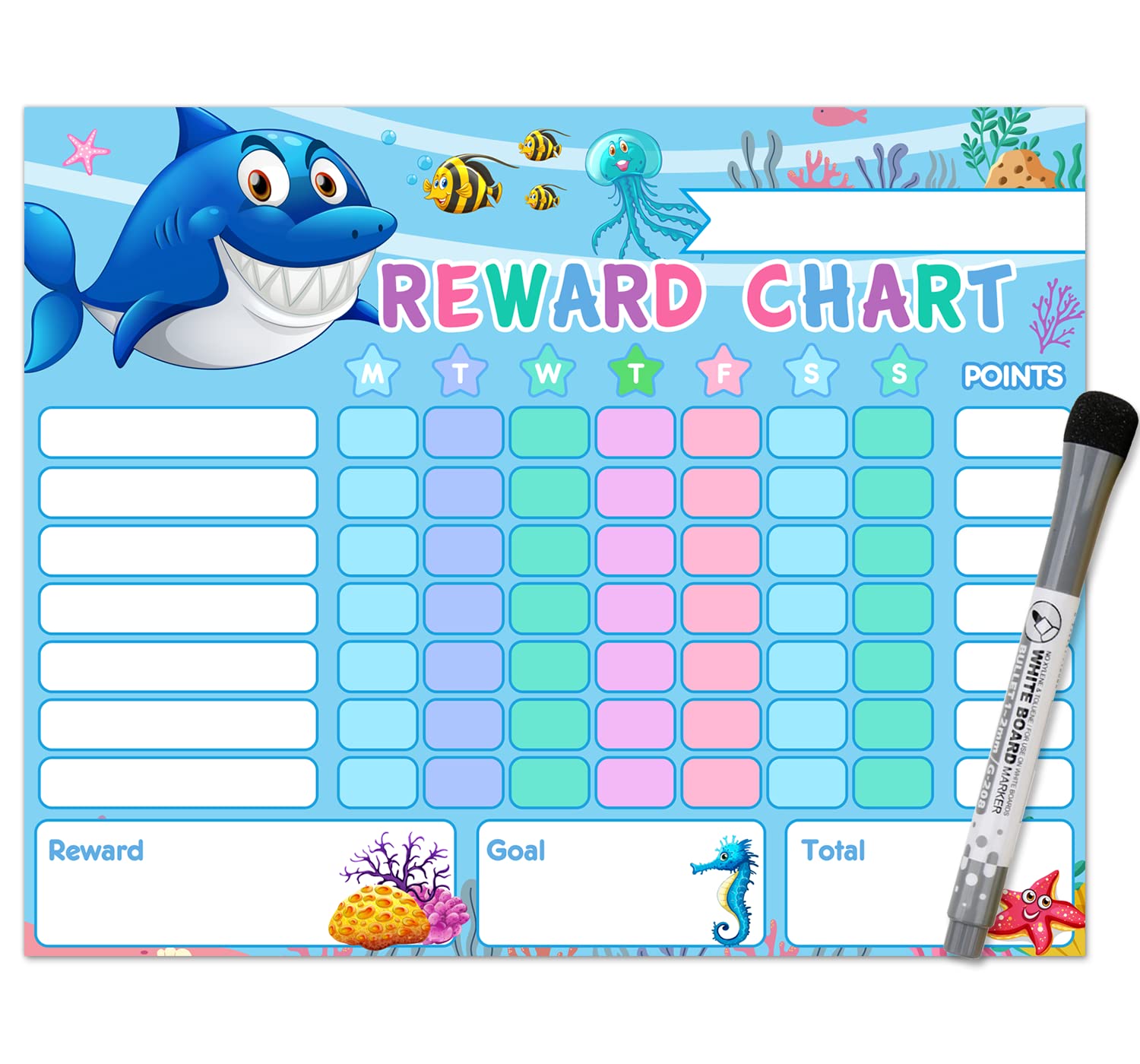 Funny Shark Magnetic Chore Chart For Kids Chore Reward Chart ...