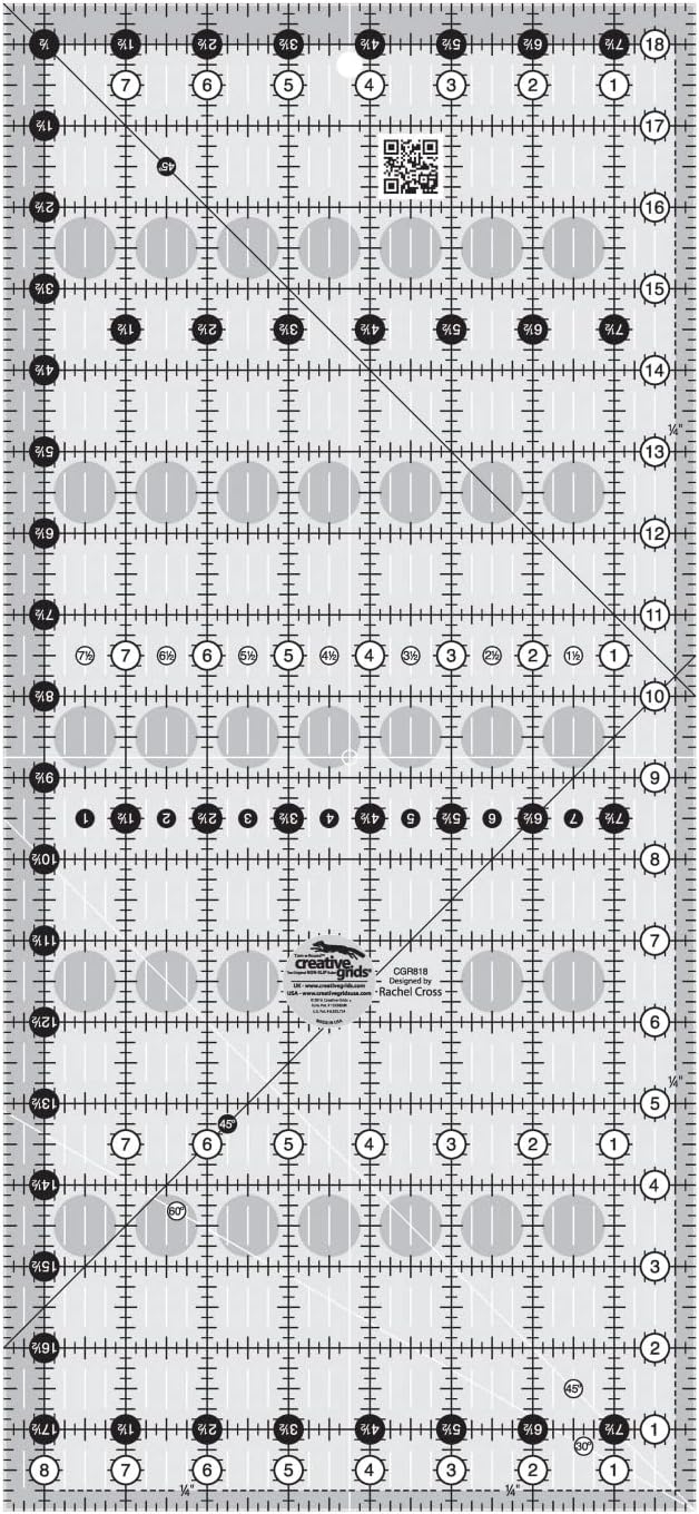 Amazon.com: Creative Grids Quilt Ruler 8-1/2in x 18-1/2in Rectangle ...