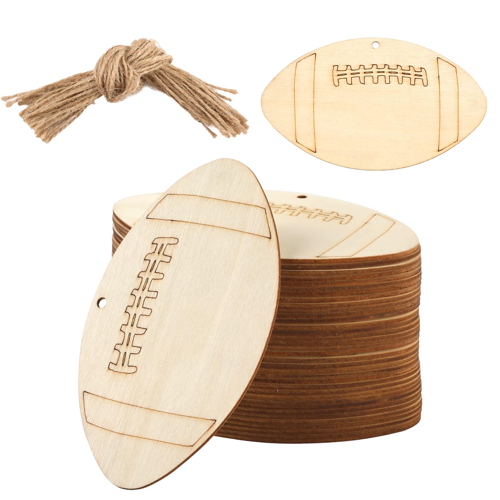 Amazon.com: 36pcs Unfinished Football Wooden Cutouts with Rope, Wood ...