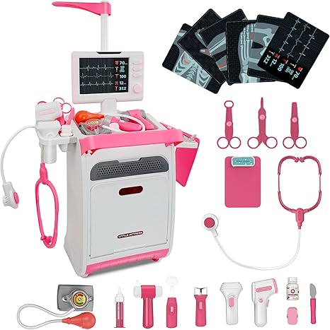 Amazon.com: Playhiland Pink Doctor Kit for Toddlers 3-5, Pretend Doctor ...
