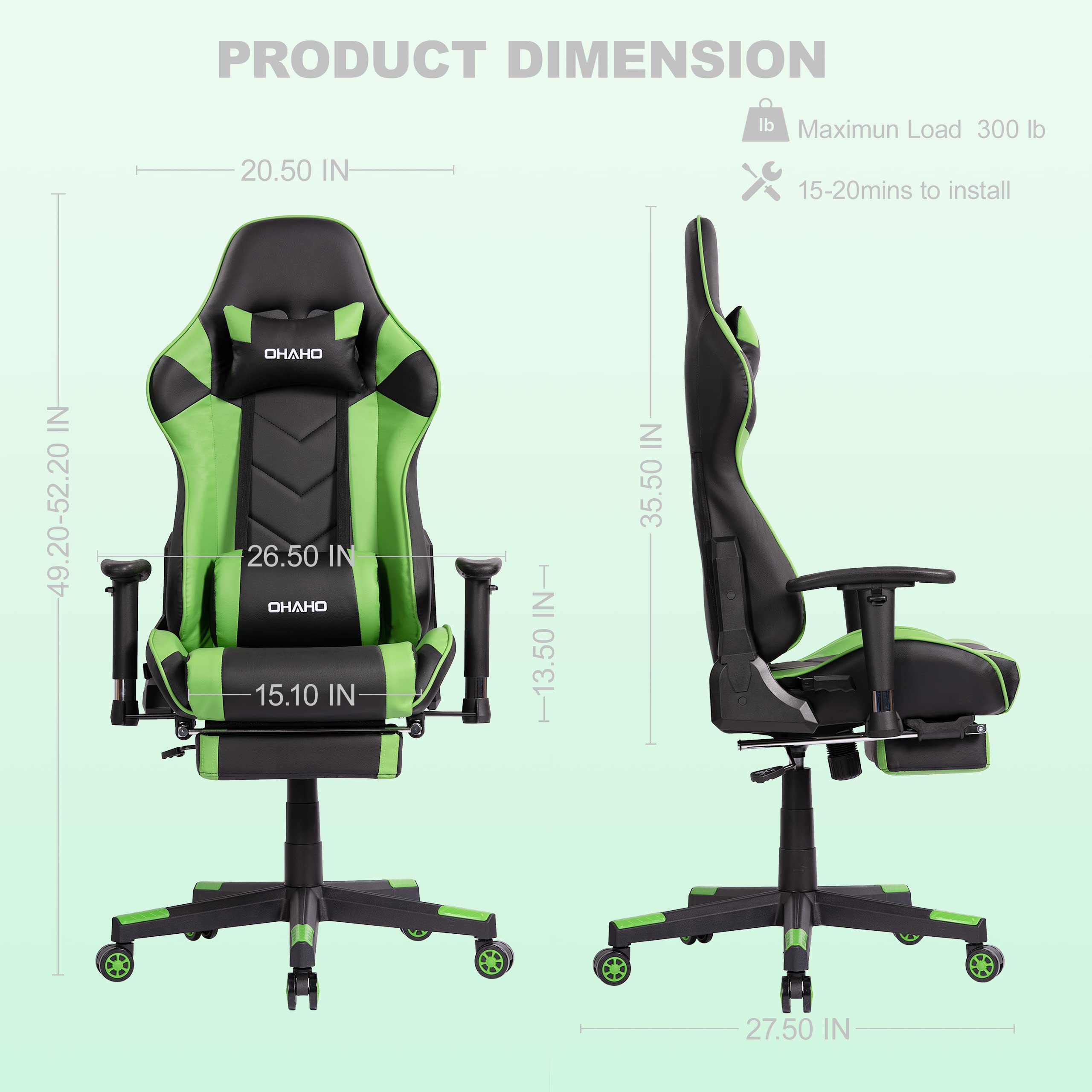 Snapklik.com : OHAHO Gaming Chair Racing Style Office Chair Adjustable ...