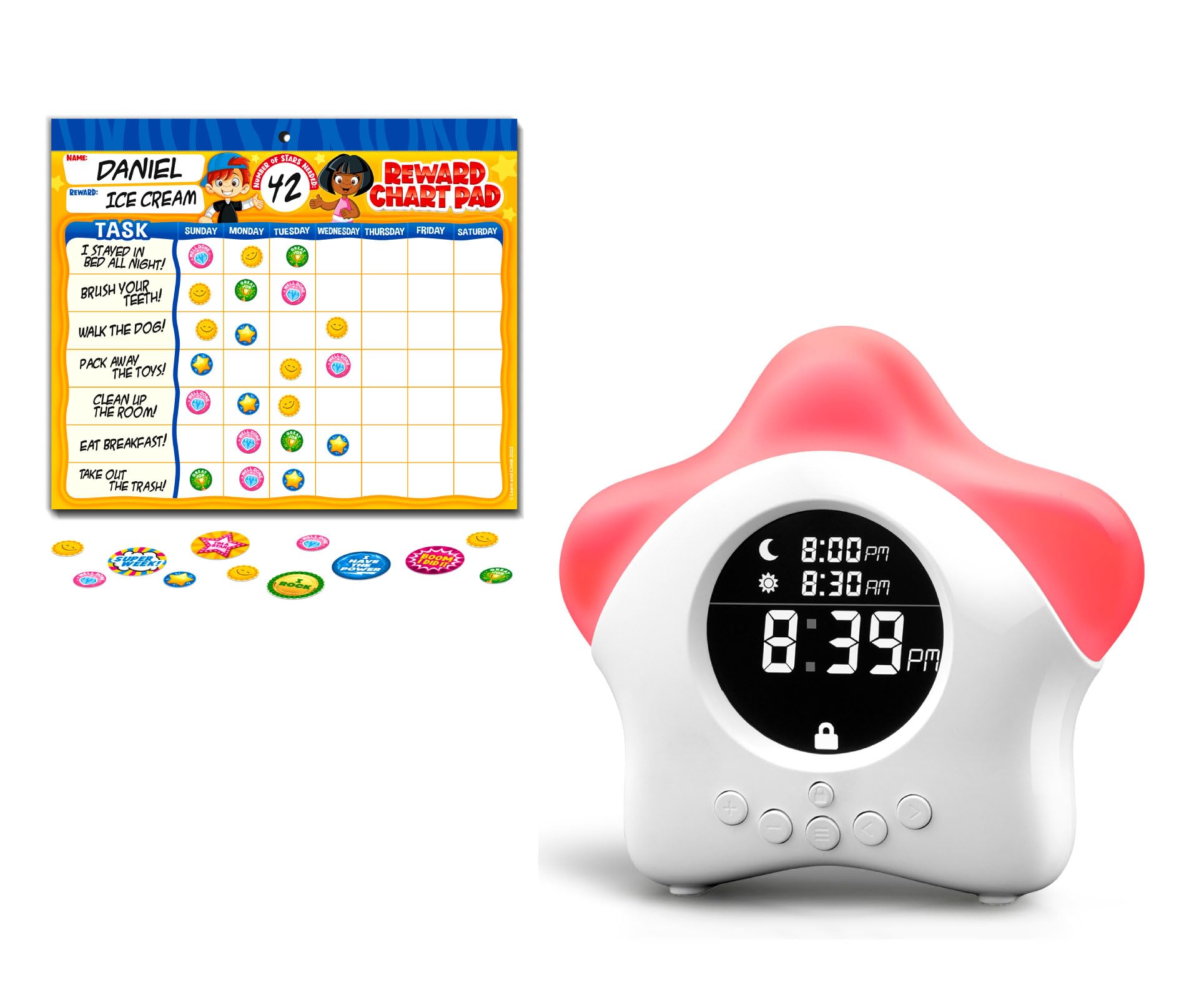 Amazon.com: Stay-in-Bed Clock for Kids + Reward Chart Pad for Kids ...