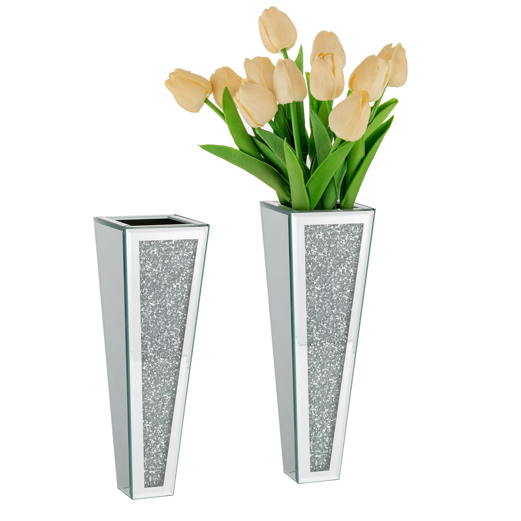 Amazon.com: Glasseam Silver Vases for Decor: 2Pcs Wall Mirror Glass ...