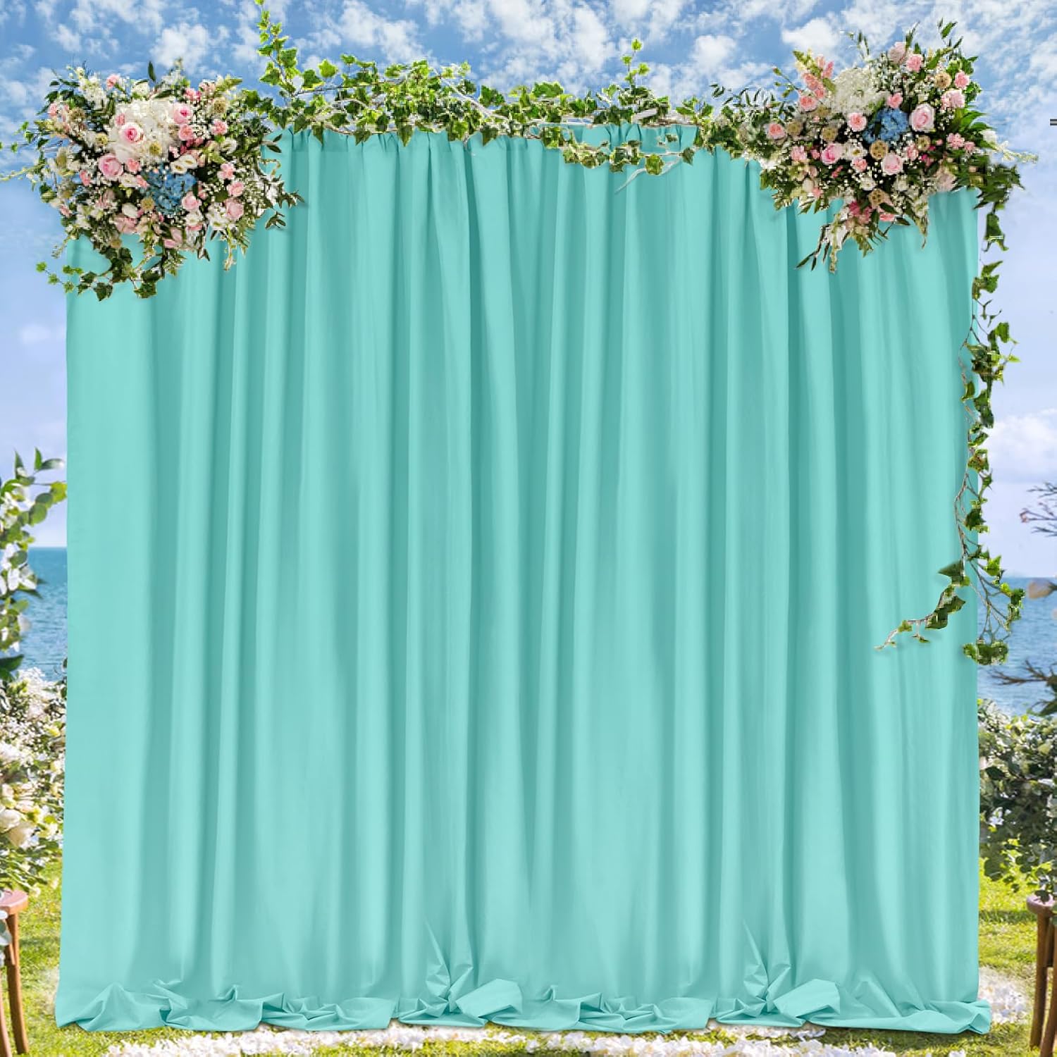 Amazon.com : Turquoise Polyester Backdrop Curtains10 ft x 10 ft ...