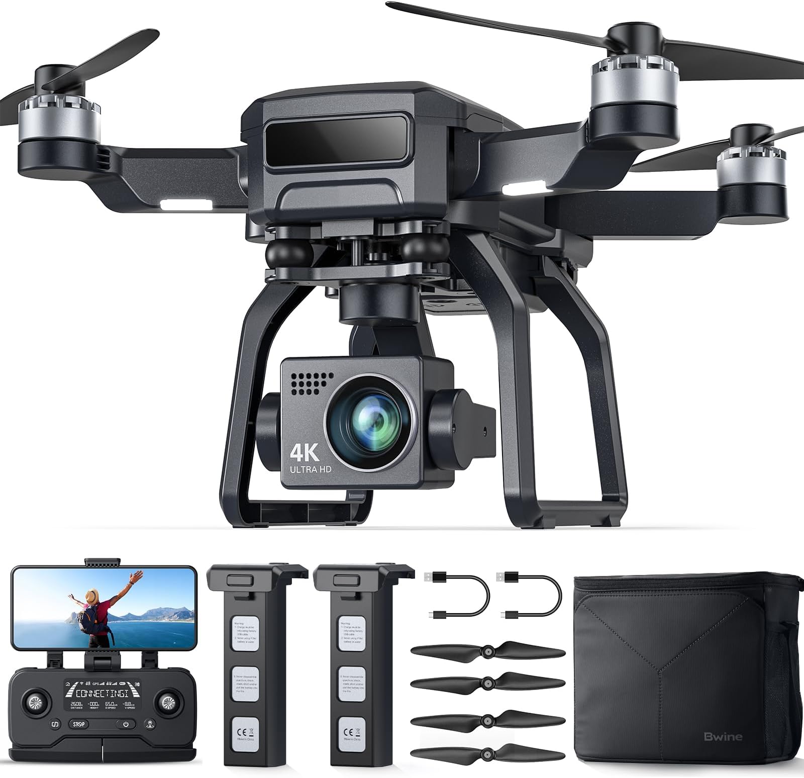 Amazon.com: Bingchat Upgraded Touch Screen Remote Drones with Camera ...