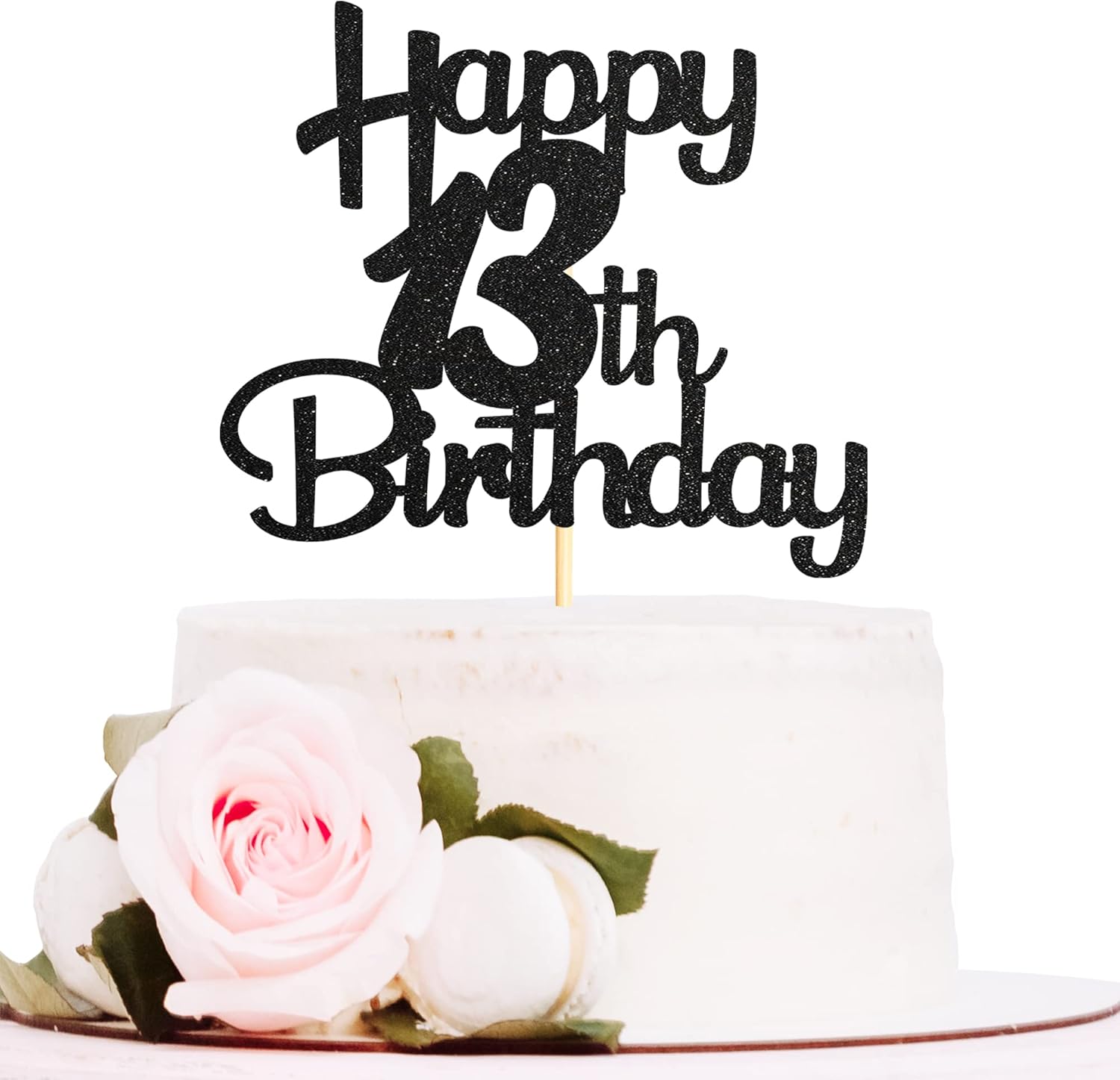 Sotpot Black Glitter 13 Cake Topper, 13th Birthday Cake Decorations for ...