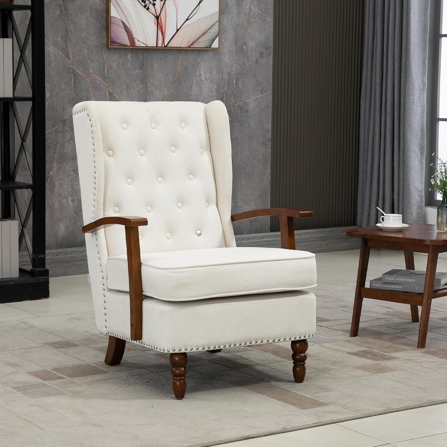 Amazon.com: JOYBASE Wingback Accent Chair High Back Mid-Century Modern ...