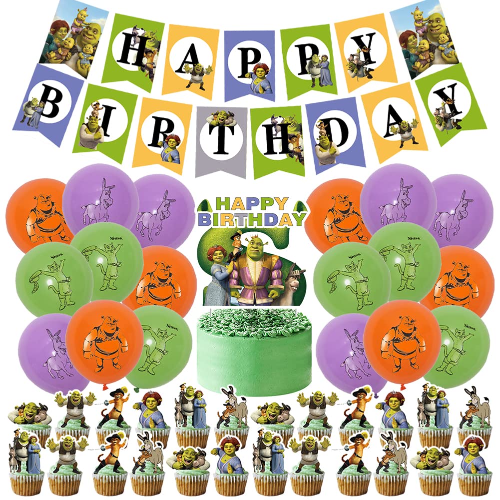 Buy Shrek Theme Ballons Decoration, LKNBIF 45 Pcs Shrek Birthday ...