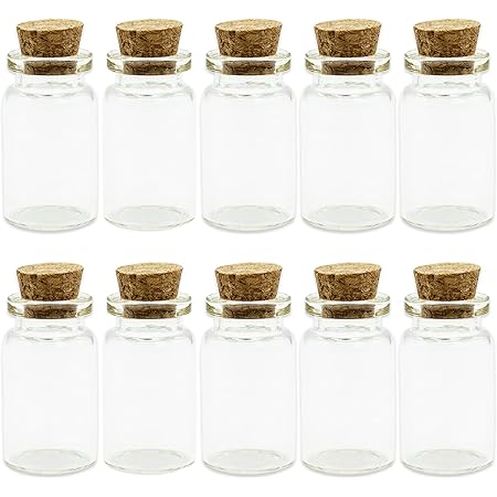 kuou 20 Pcs 2ml Small Mini Glass Jars with Cork, Clear Spell Glass ...
