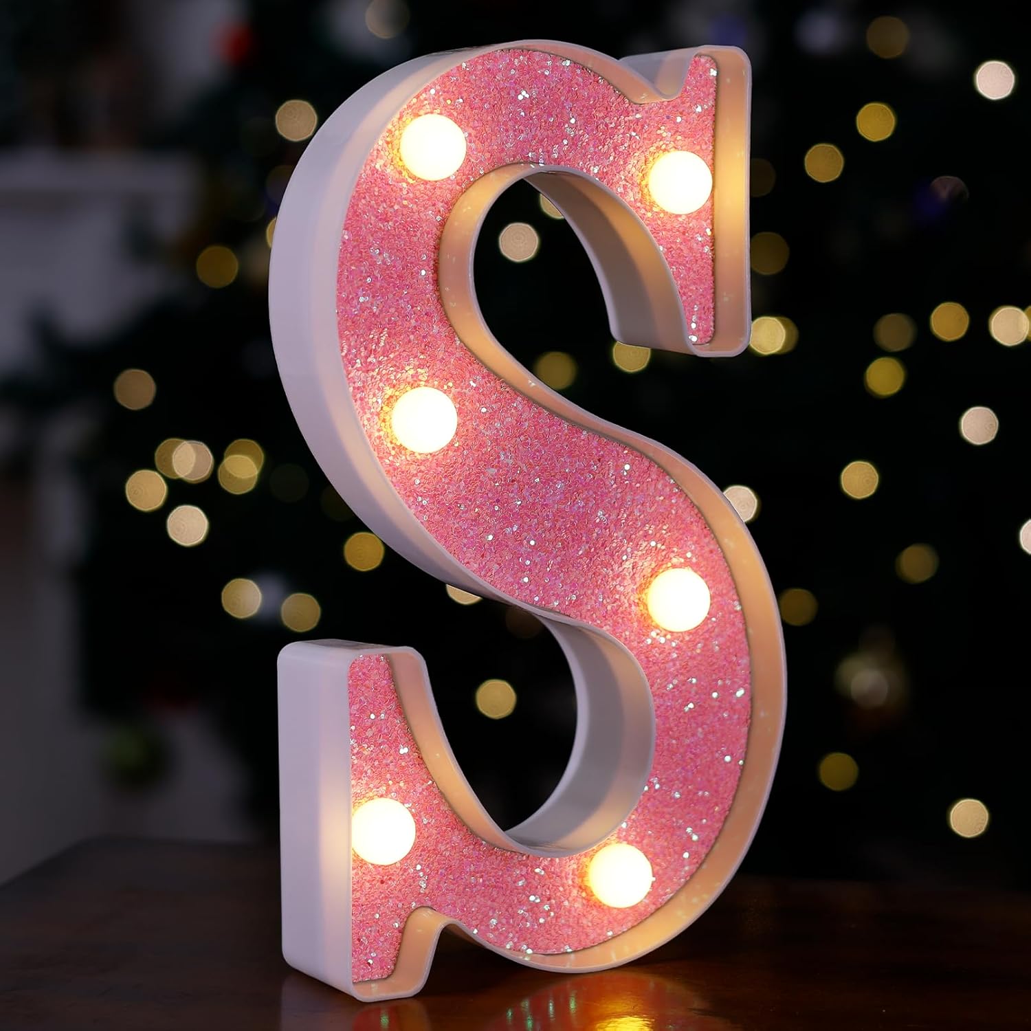 LED Letter Lights Pink Glitter Marquee Letters Light Up Alphabet ...
